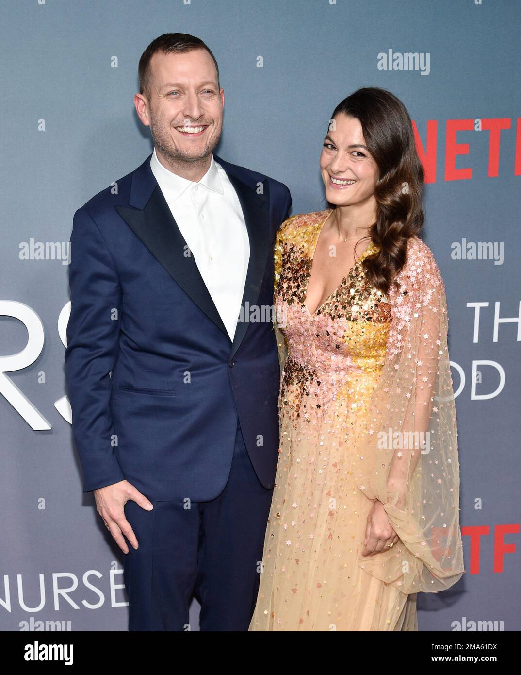 Director Tobias Lindholm, left, and wife Caroline Blanco attend the ...