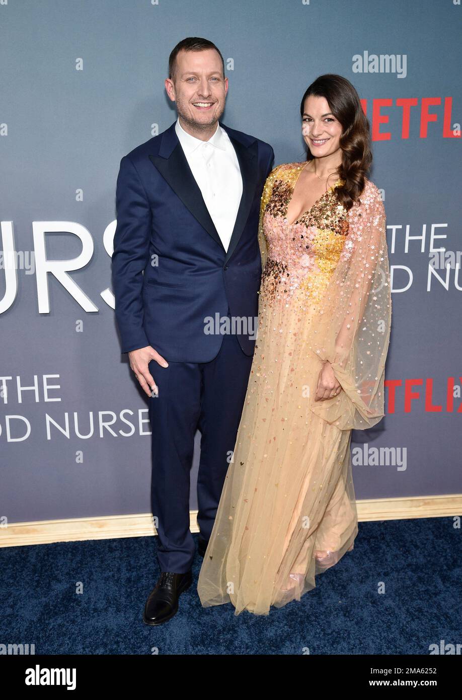 Director Tobias Lindholm, left, and wife Caroline Blanco attend the ...