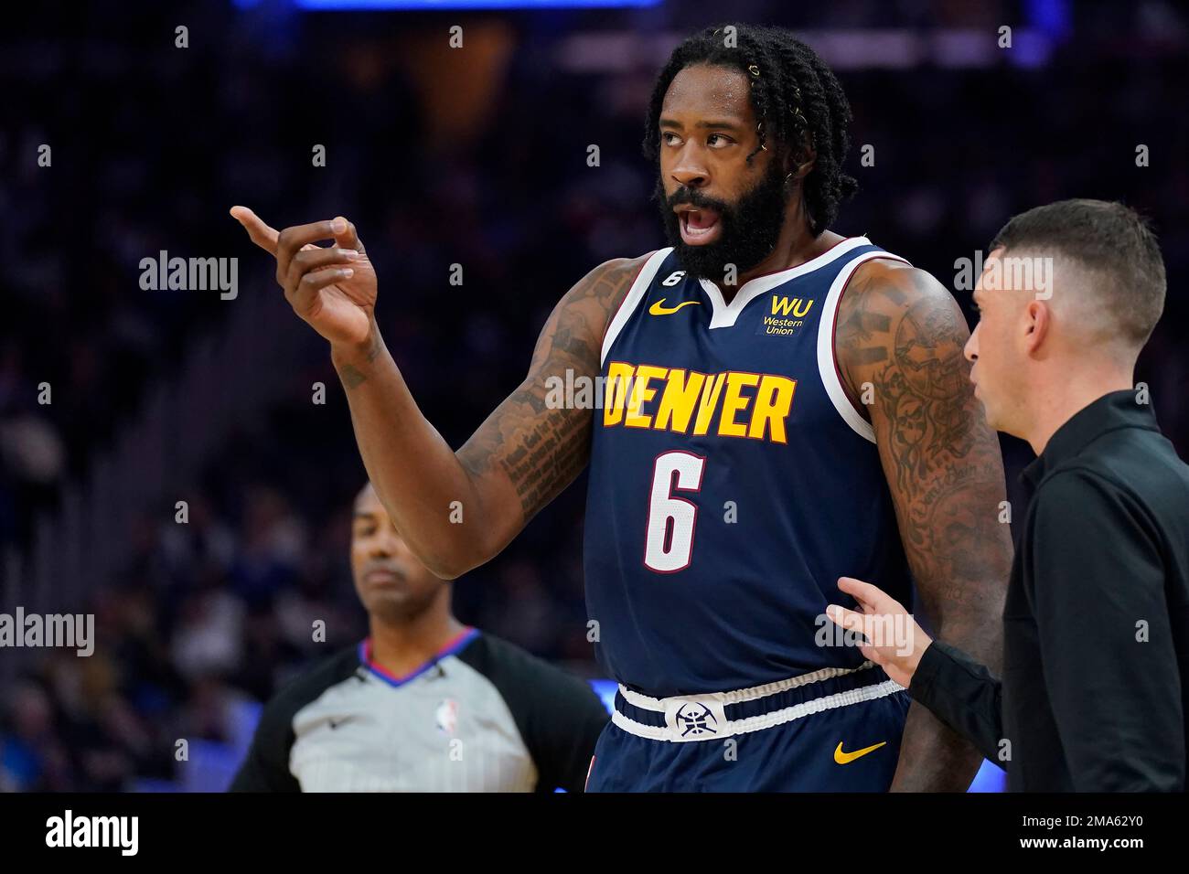Denver Nuggets center DeAndre Jordan (6) during an NBA preseason ...