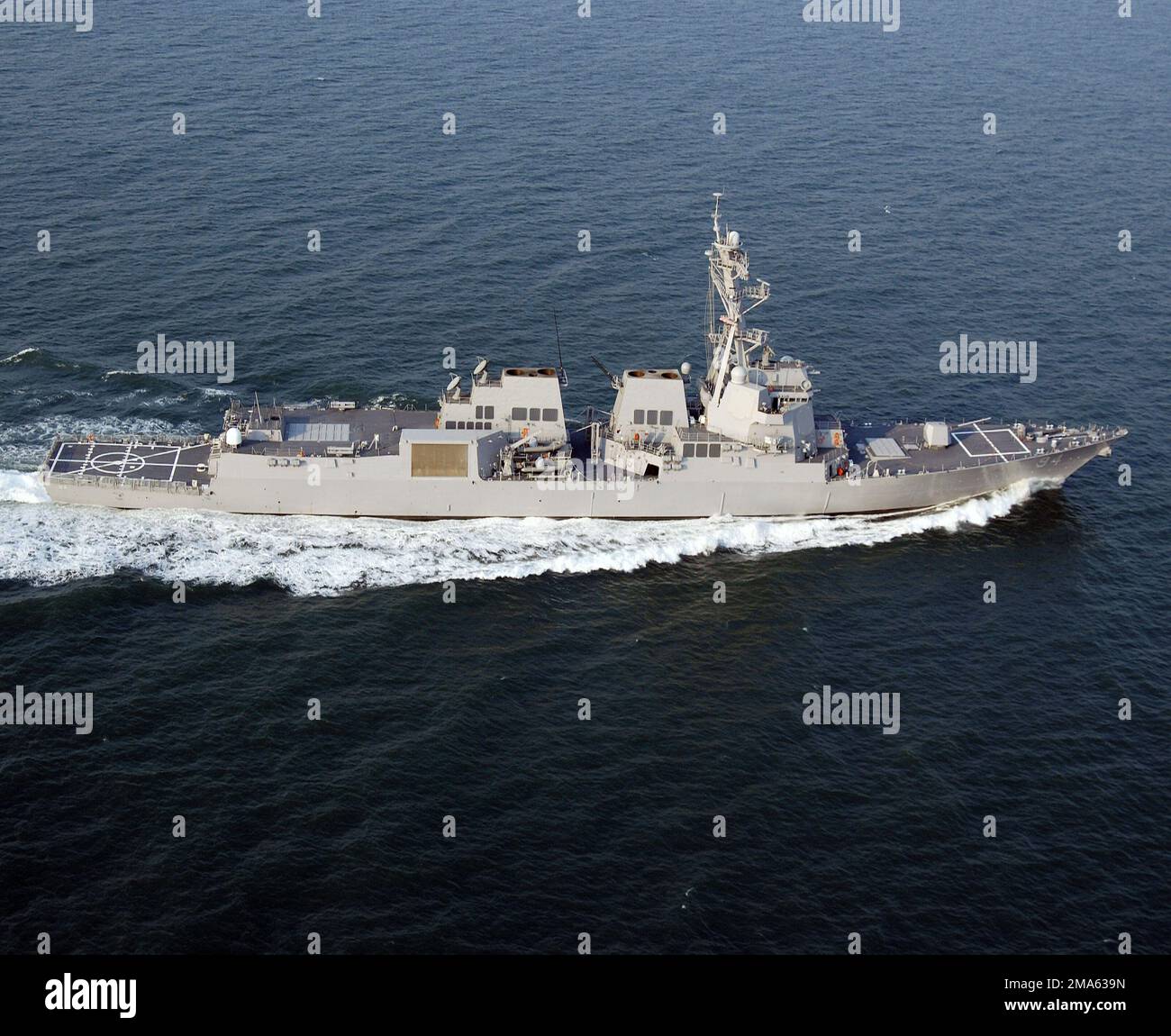 Aerial starboard side view of the US Navy (USN) Arleigh Burke Class ...