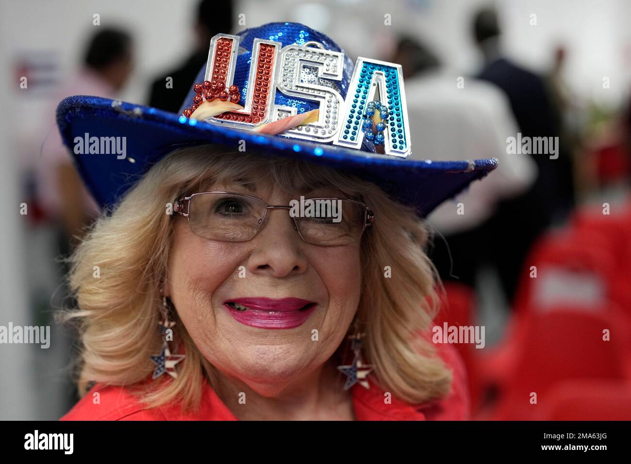 Martie Mees, president of the Republican Club of South Dade, poses for ...