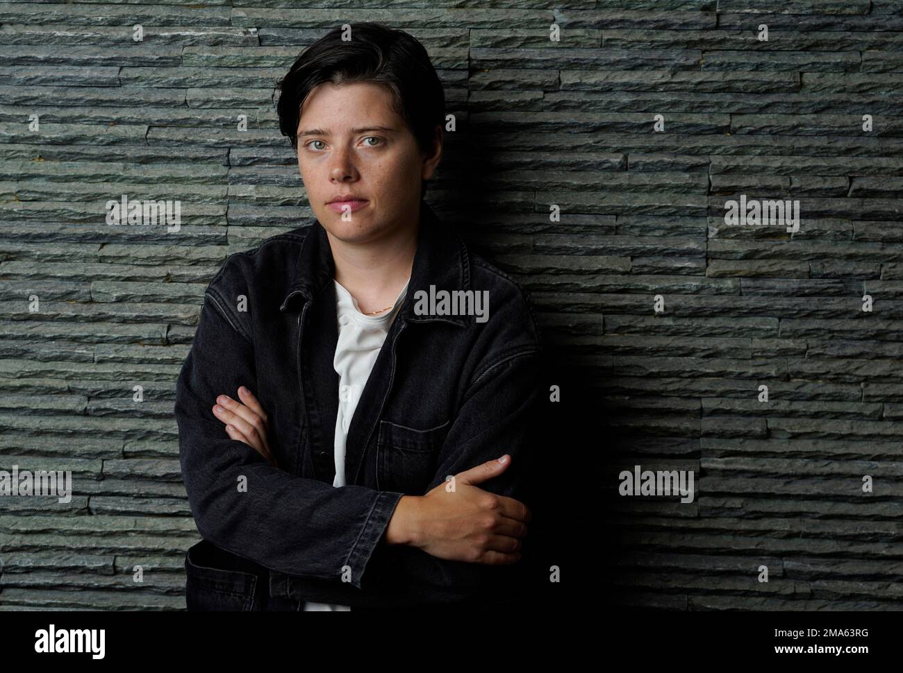 Writer-director Charlotte Wells poses for a portrait at Mother Tongue ...
