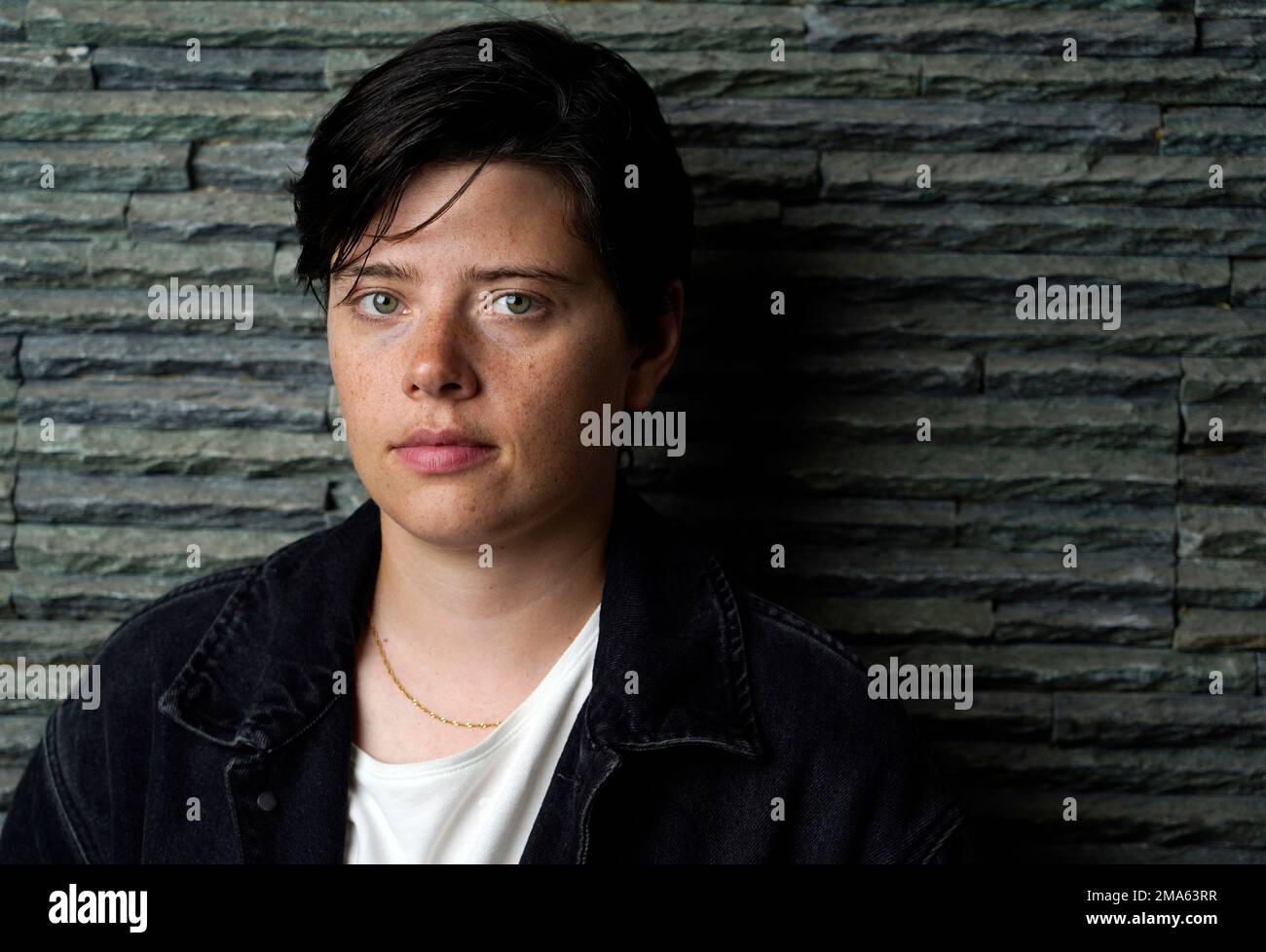 Writer-director Charlotte Wells poses for a portrait at Mother Tongue ...