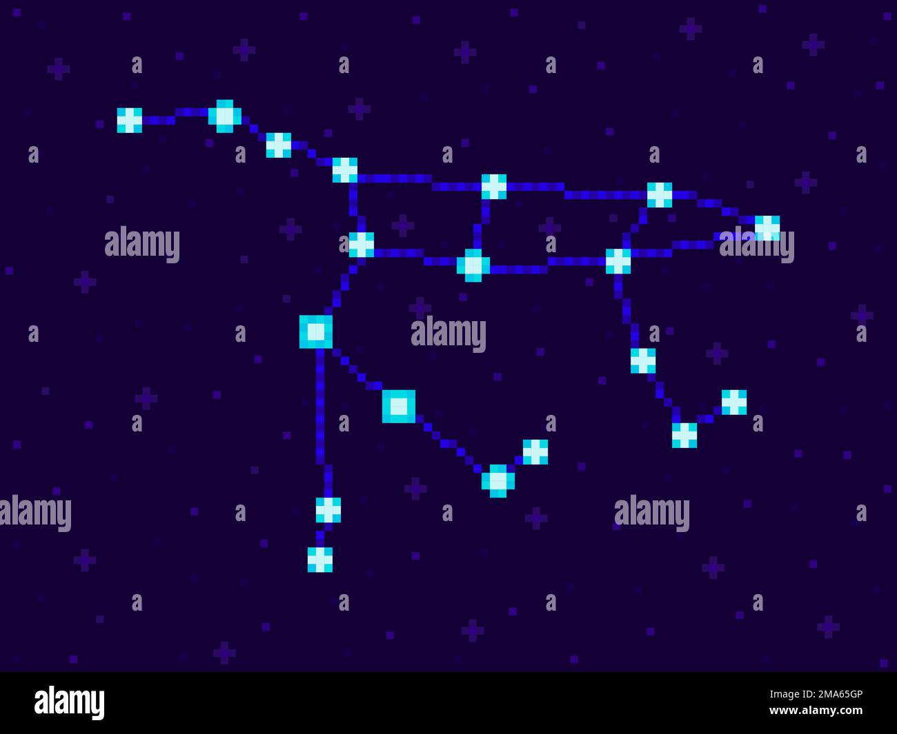 Ursa Major constellation in pixel art style. 8-bit stars in the night ...