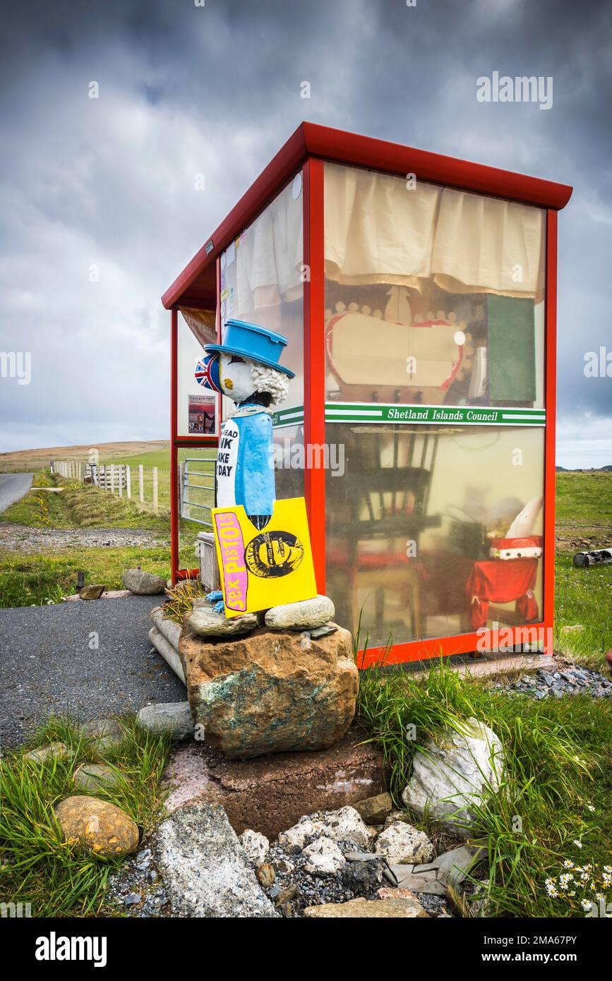 The Unst Bus Shelter, lovingly decorated for the Queen's 70th Jubilee ...