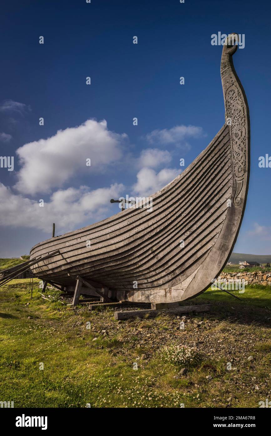 Reconstruction of a Viking longboat, Heroldswick, Unst, Shetland ...