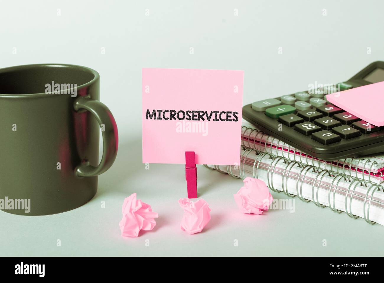 Handwriting text Microservices. Concept meaning Software development technique Building single ...