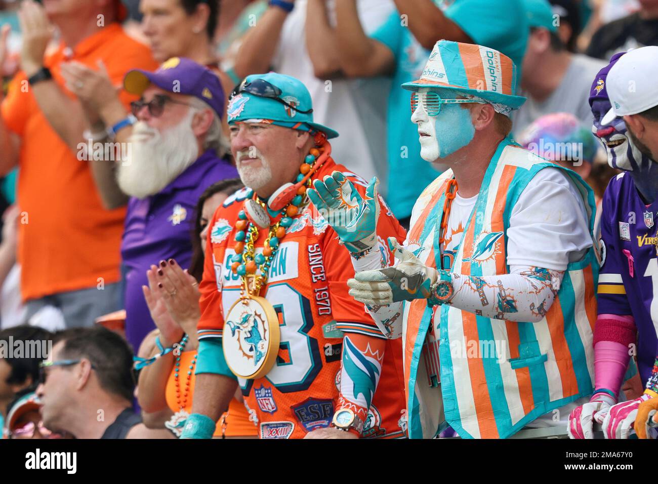 Miami Dolphins fans look on in disbelief during a NFL football game ...
