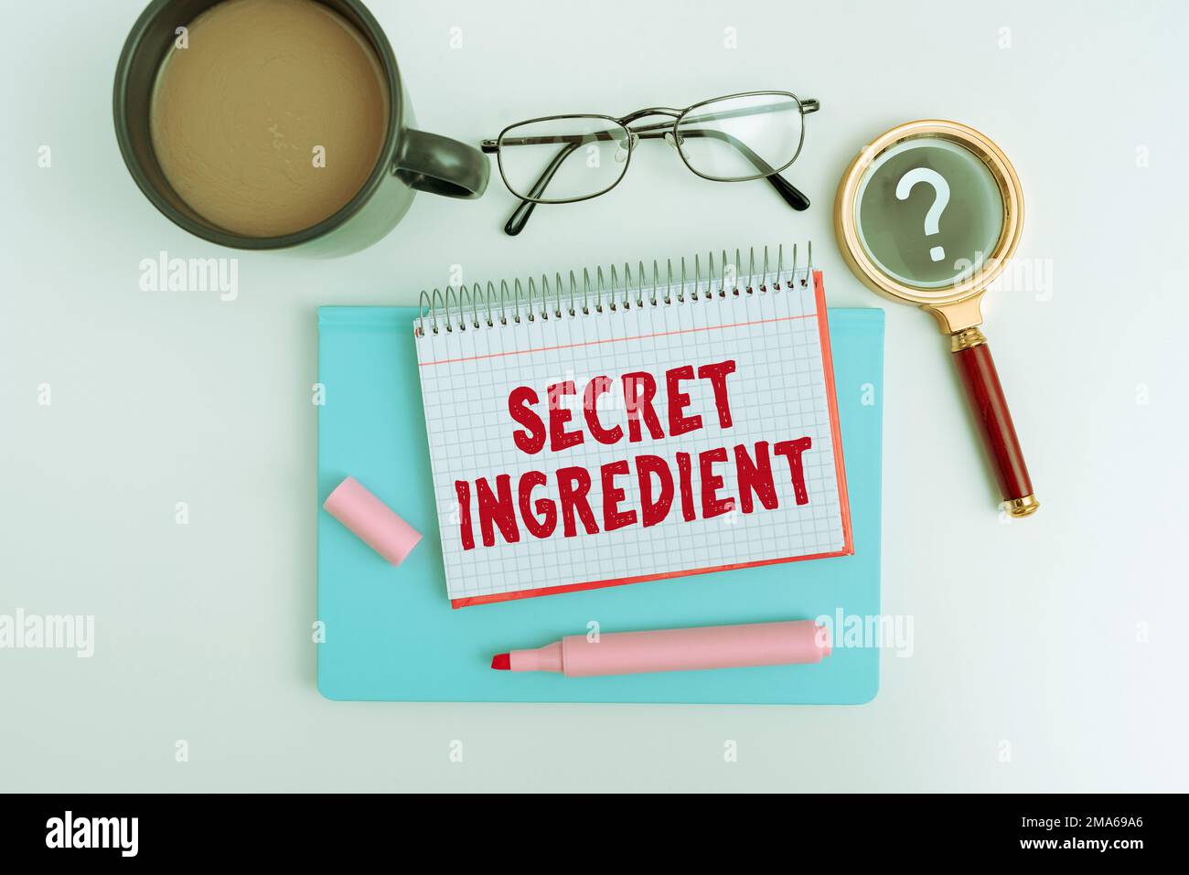 Text caption presenting Secret Ingredient. Word Written on special ...