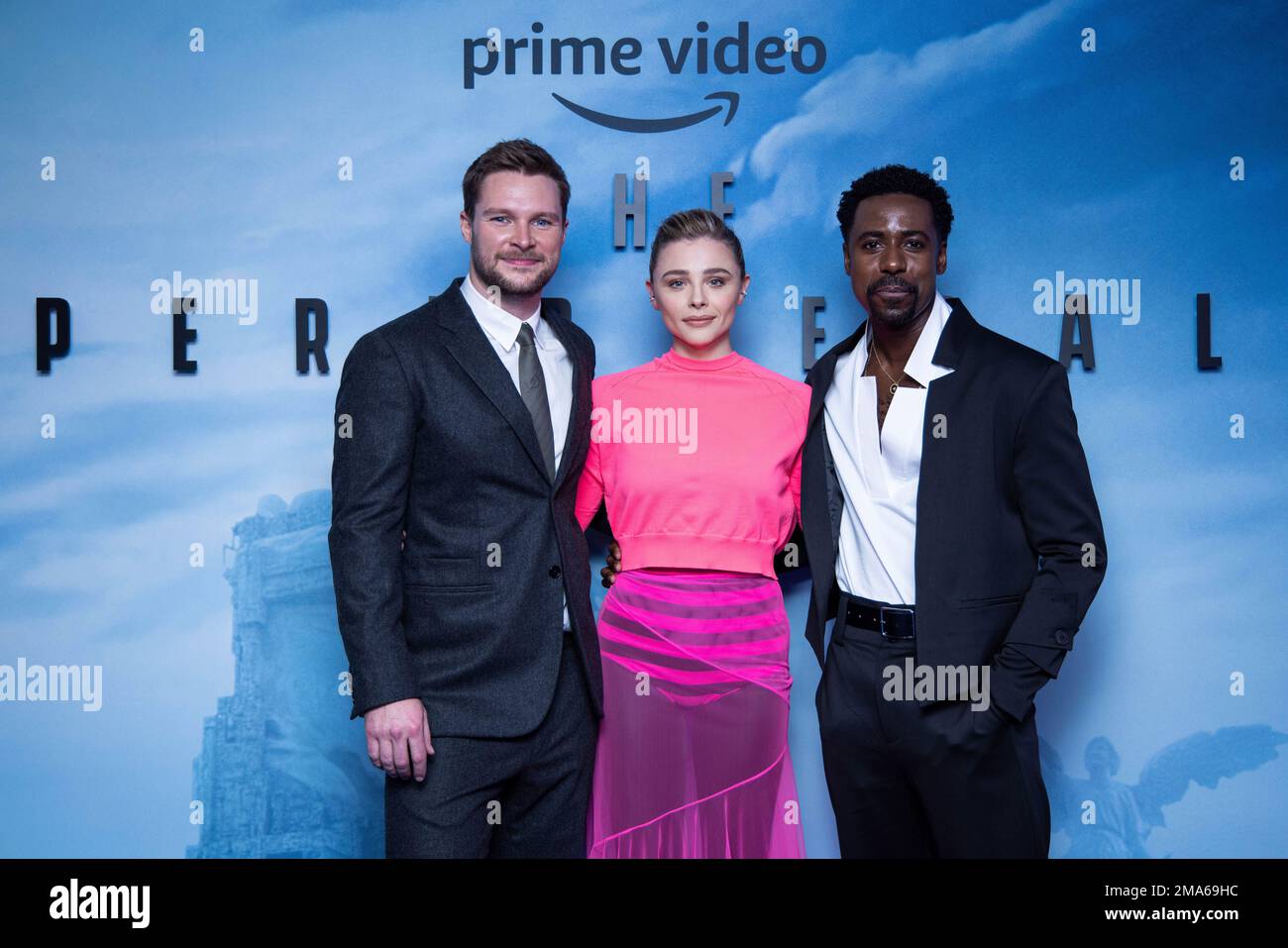 Jack Reynor, Chloe Grace Moretz and Gary Carr pose for photographers ...