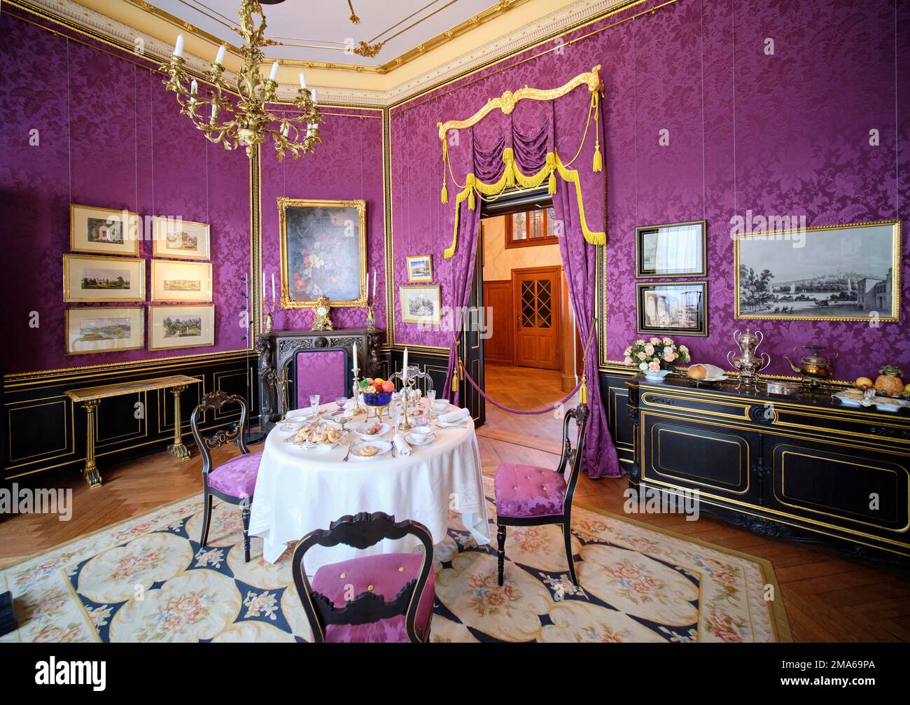 Breakfast room of Prince Pueckler, interior view, Branitz Palace ...