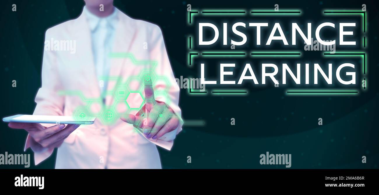 Inspiration showing sign Distance Learning. Internet Concept ...