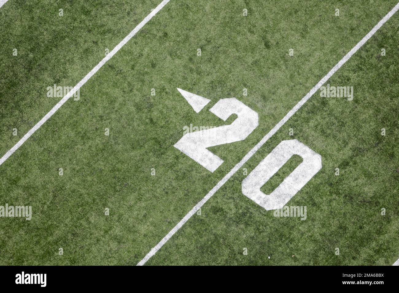 Aerial view of the 20 yard line paint during the second half of an NFL ...