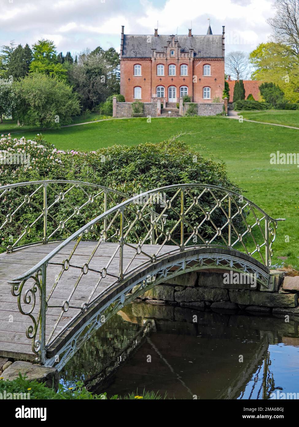 Building reflected in a body of water, Erholm Gods, manor house, park ...