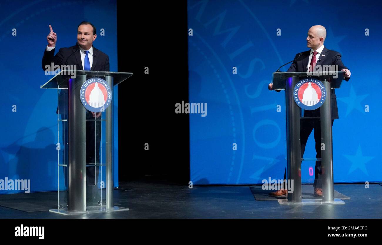 Utah Republican Sen. Mike Lee, left, and his independent challenger ...