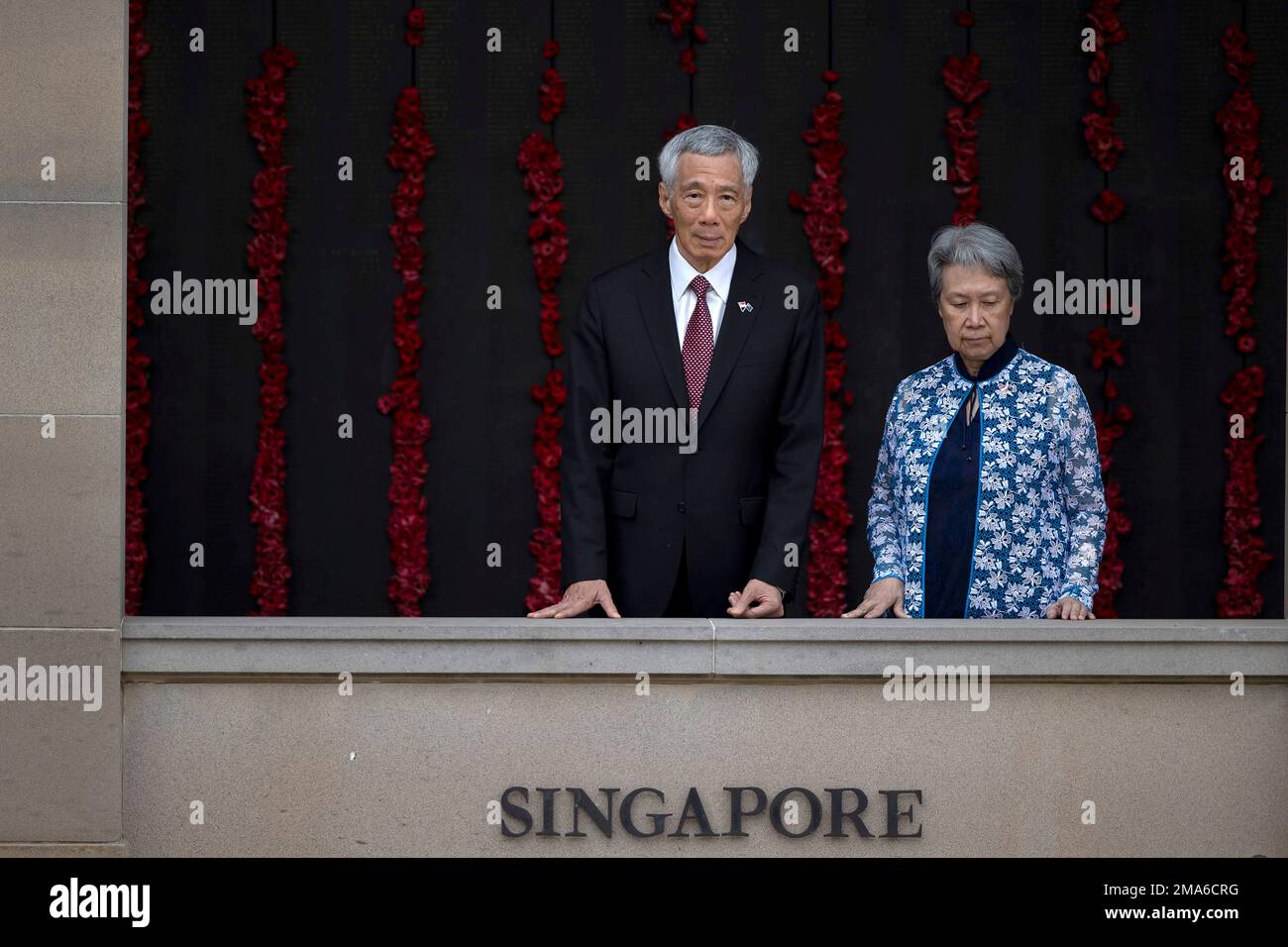 Prime Minster of Singapore Lee Hsien Loong and his wife Ho Ching pose ...