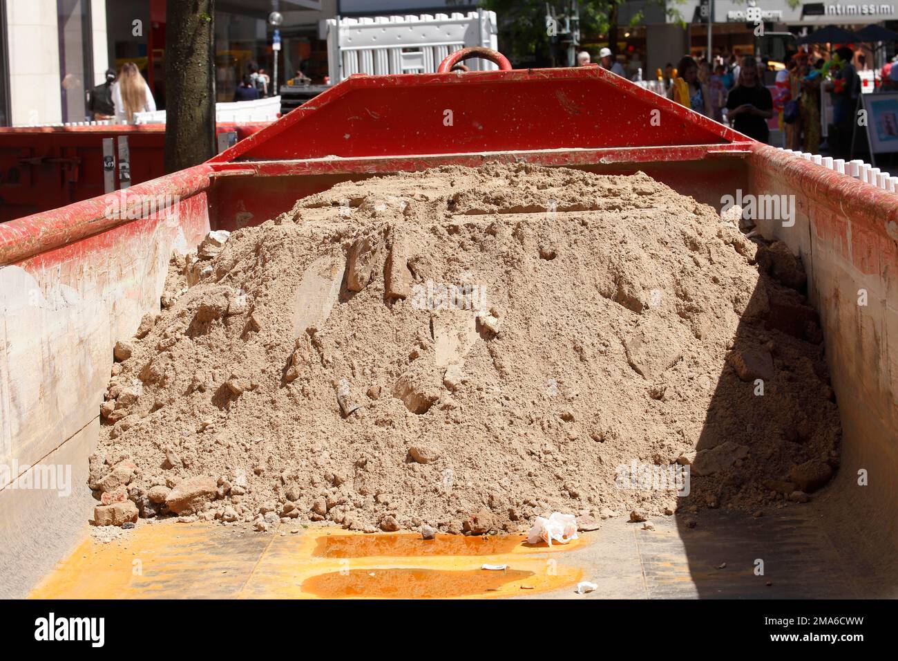Container, skip for building rubble filled with sand, Germany Stock ...