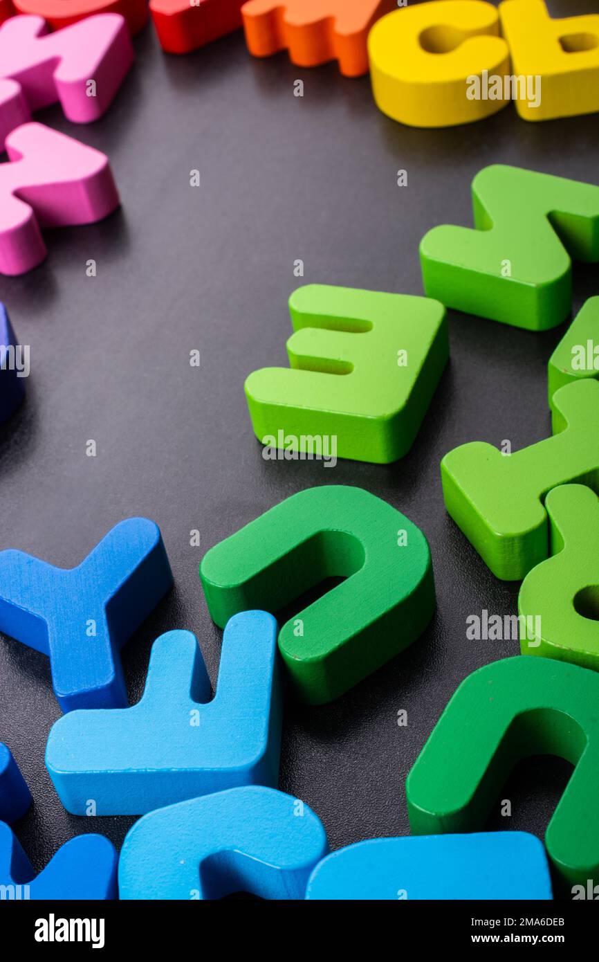 Colorful Letters of Alphabet made of wood Stock Photo - Alamy