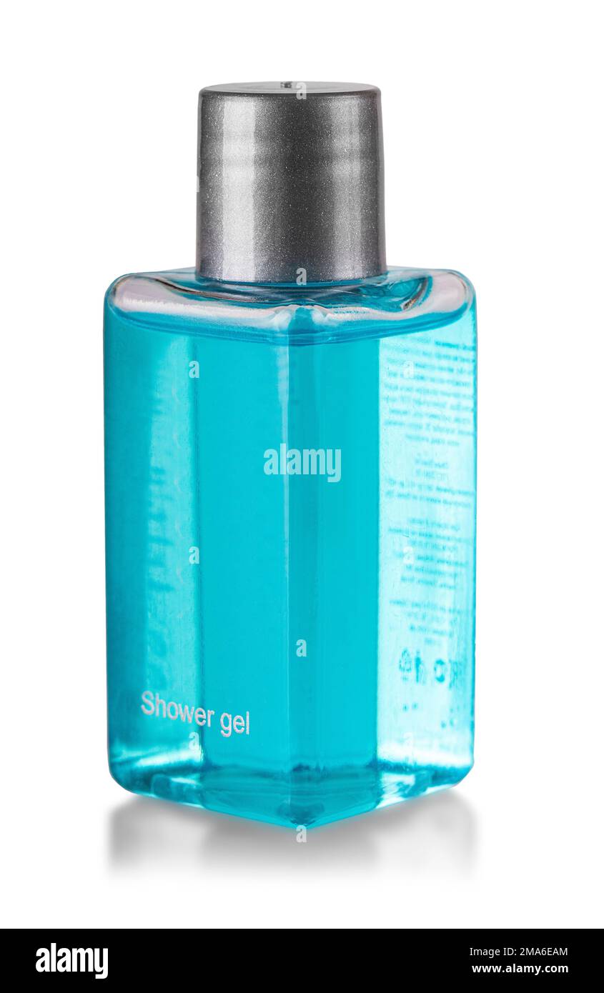 The bottle with blue shower gel isolated on white background Stock ...