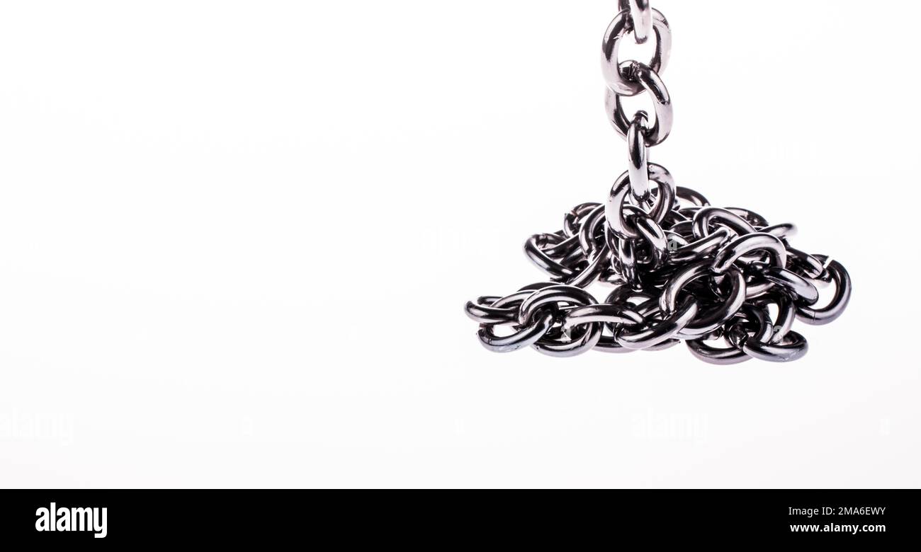 Metal chain on white background Stock Photo - Alamy