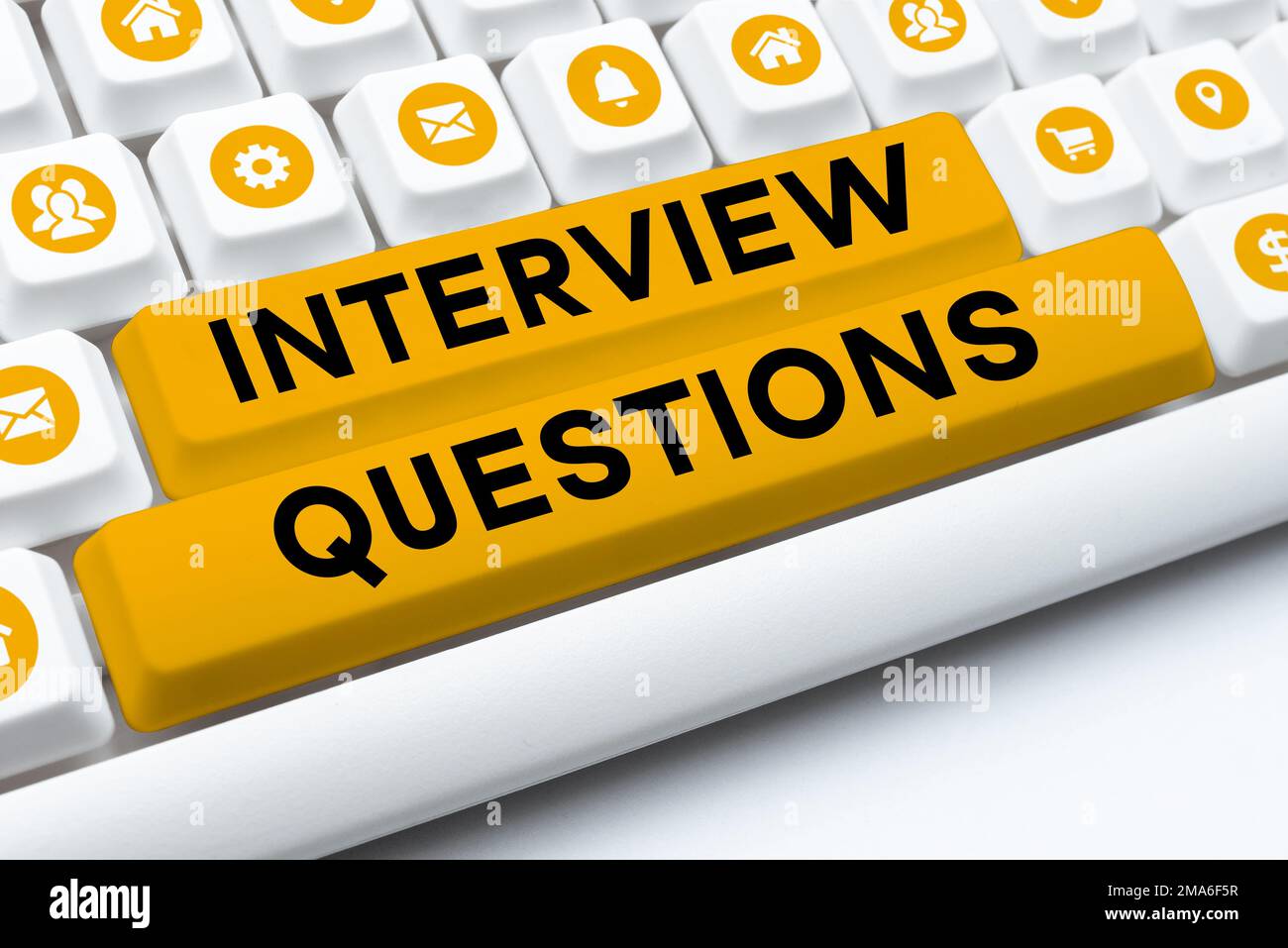 Text caption presenting Interview Questions. Business approach Typical ...