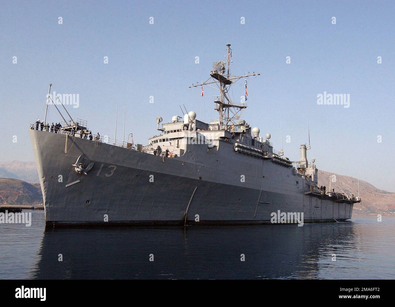 A port bow view of the US Navy (USN) Austin Class: Amphibious Transport ...