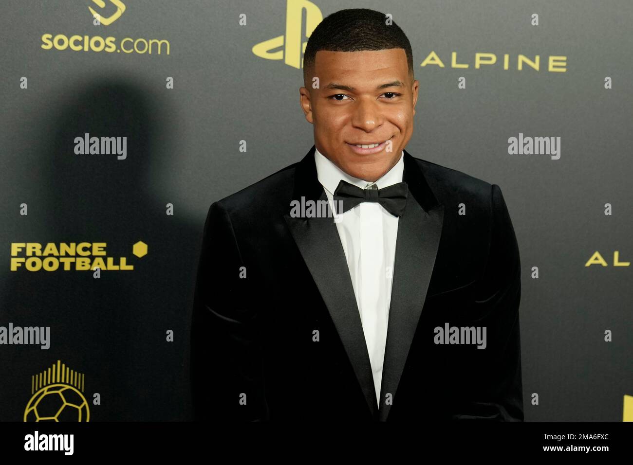PSG's Kylian Mbappe poses for a picture prior the 66th Ballon d'Or ...