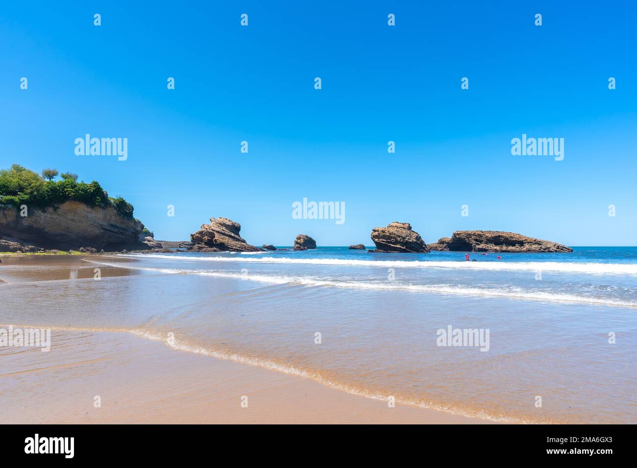 The beautiful rock sides of Biarritz beach, Lapurdi. France Stock Photo ...