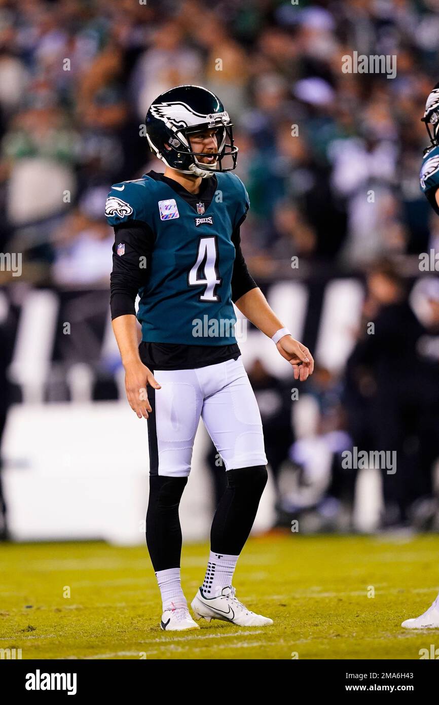 Philadelphia Eagles place kicker Jake Elliott in action during an NFL ...