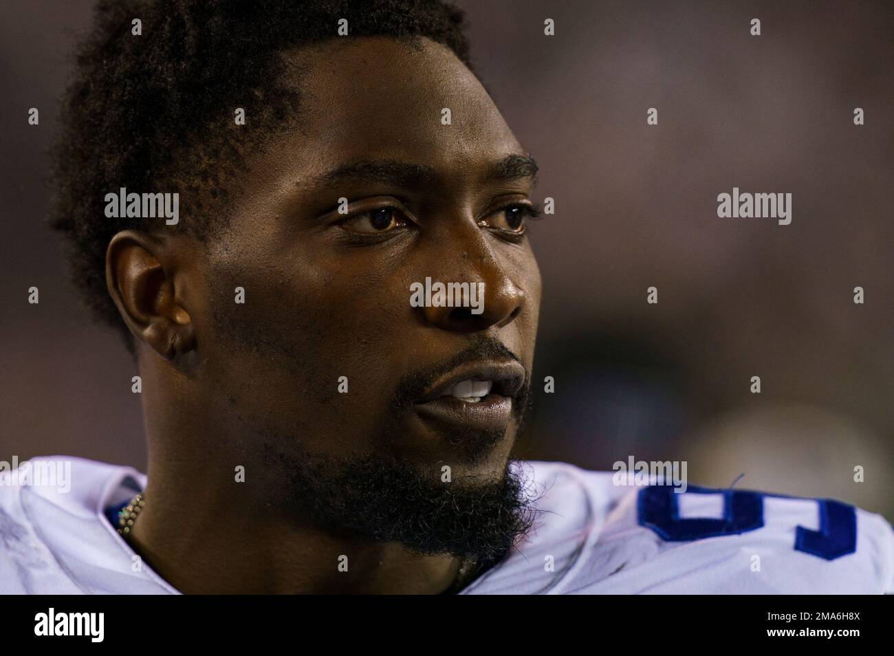 Dallas Cowboys defensive end DeMarcus Lawrence (90) looks on during the ...