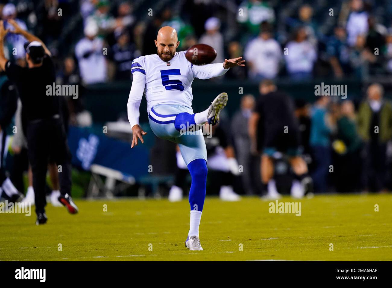 Dallas Cowboys punter Bryan Anger in action before an NFL football game ...