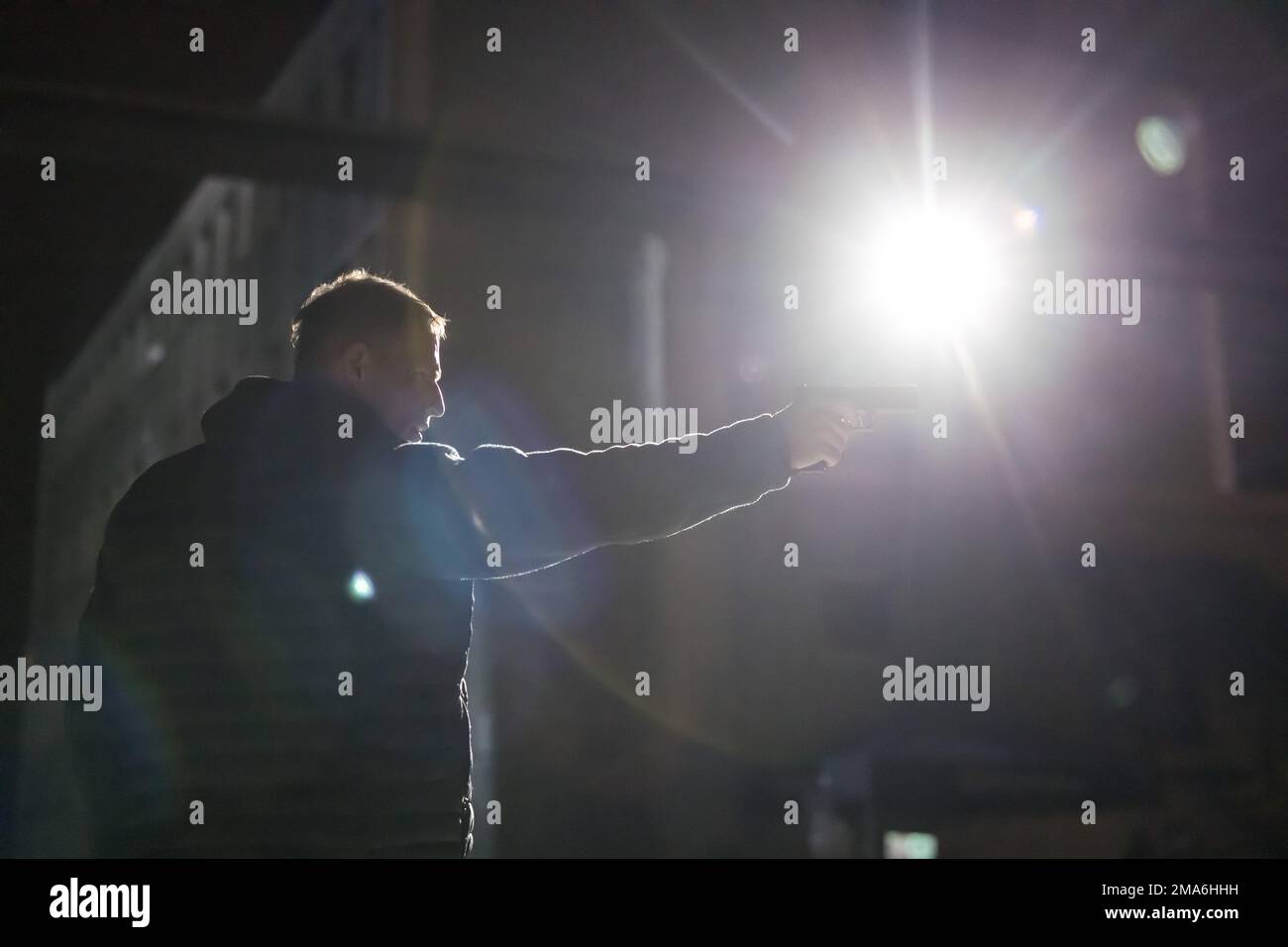 PRODUCTION - 05 May 2022, Bavaria, Munich: Actor Dennis Scheuermann ...