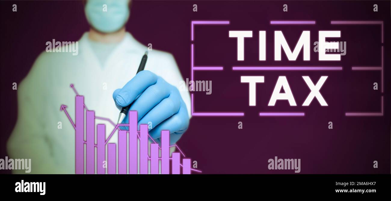 Sign displaying Time Tax. Word Written on when individual taxpayers ...