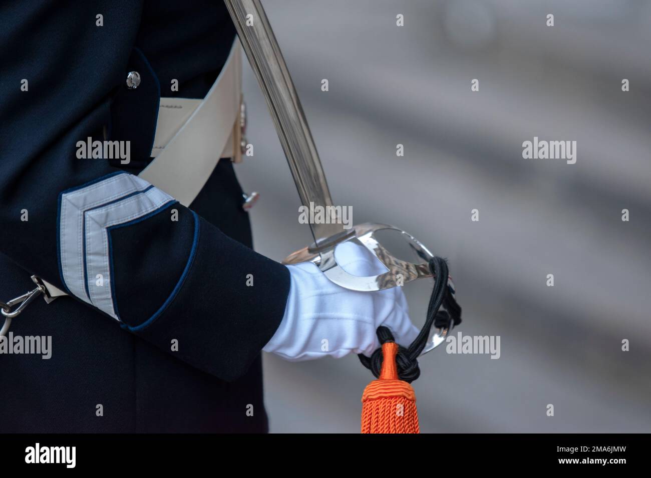 Holding A Historical Sword By Royal Marechaussee Member At Amsterdam ...