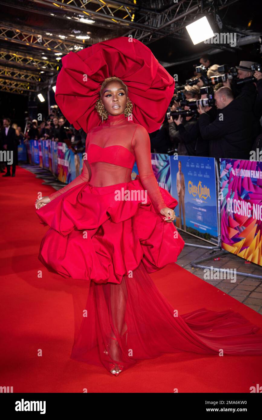 Janelle Monae poses for photographers upon arrival for the premiere of the film 'Glass Onion: A ...