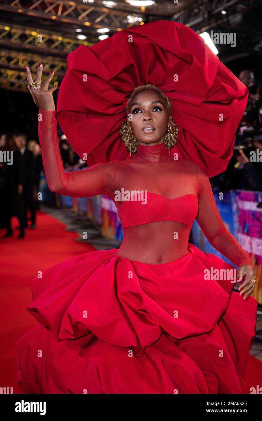 Janelle Monae poses for photographers upon arrival for the premiere of the film 'Glass Onion: A ...