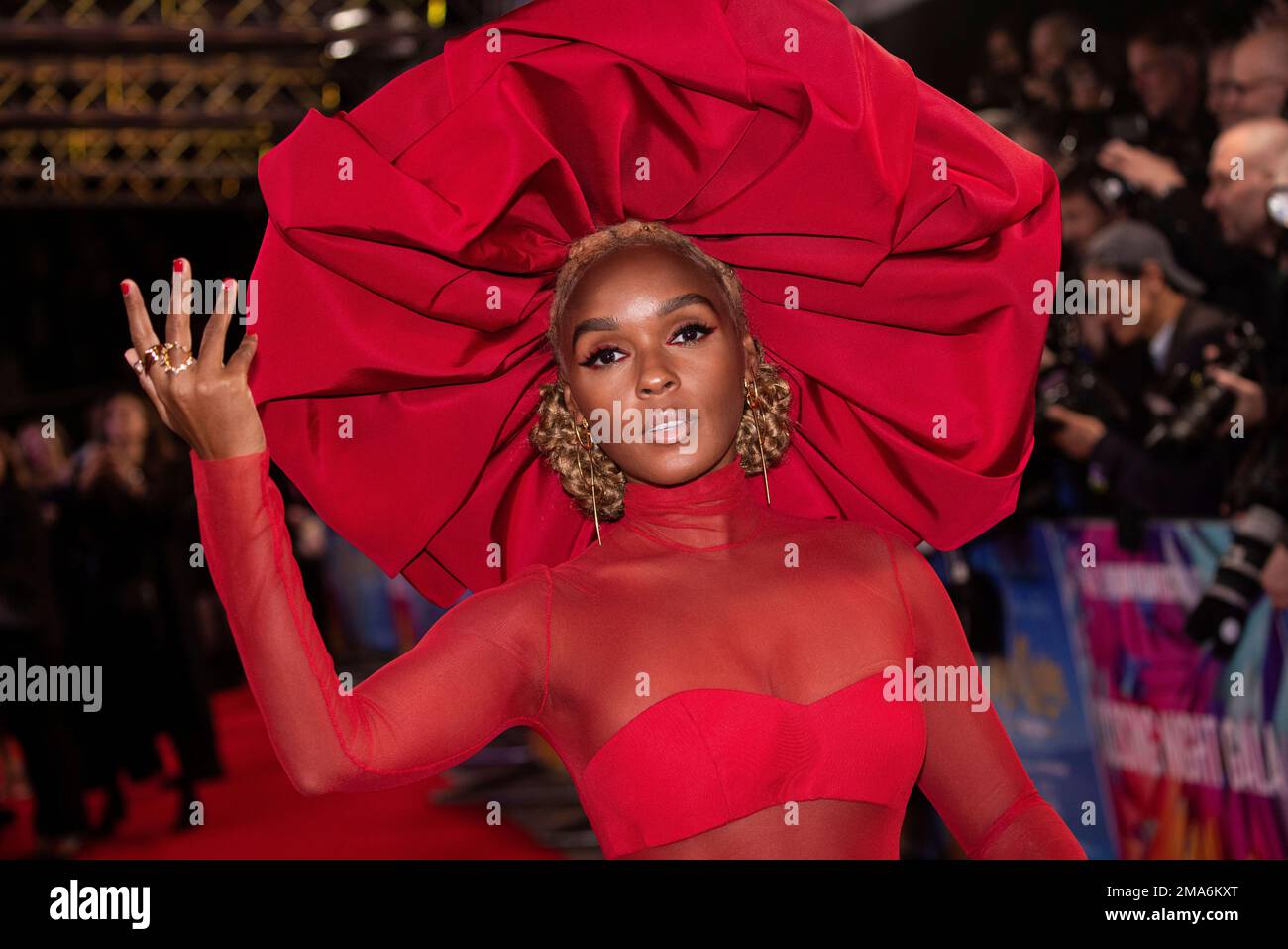 Janelle Monae poses for photographers upon arrival for the premiere of the film 'Glass Onion: A ...