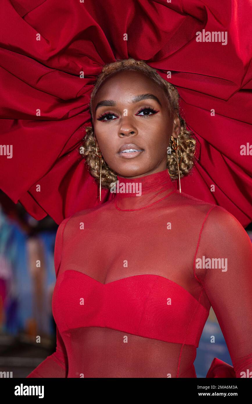Janelle Monae poses for photographers upon arrival for the premiere of the film 'Glass Onion: A ...