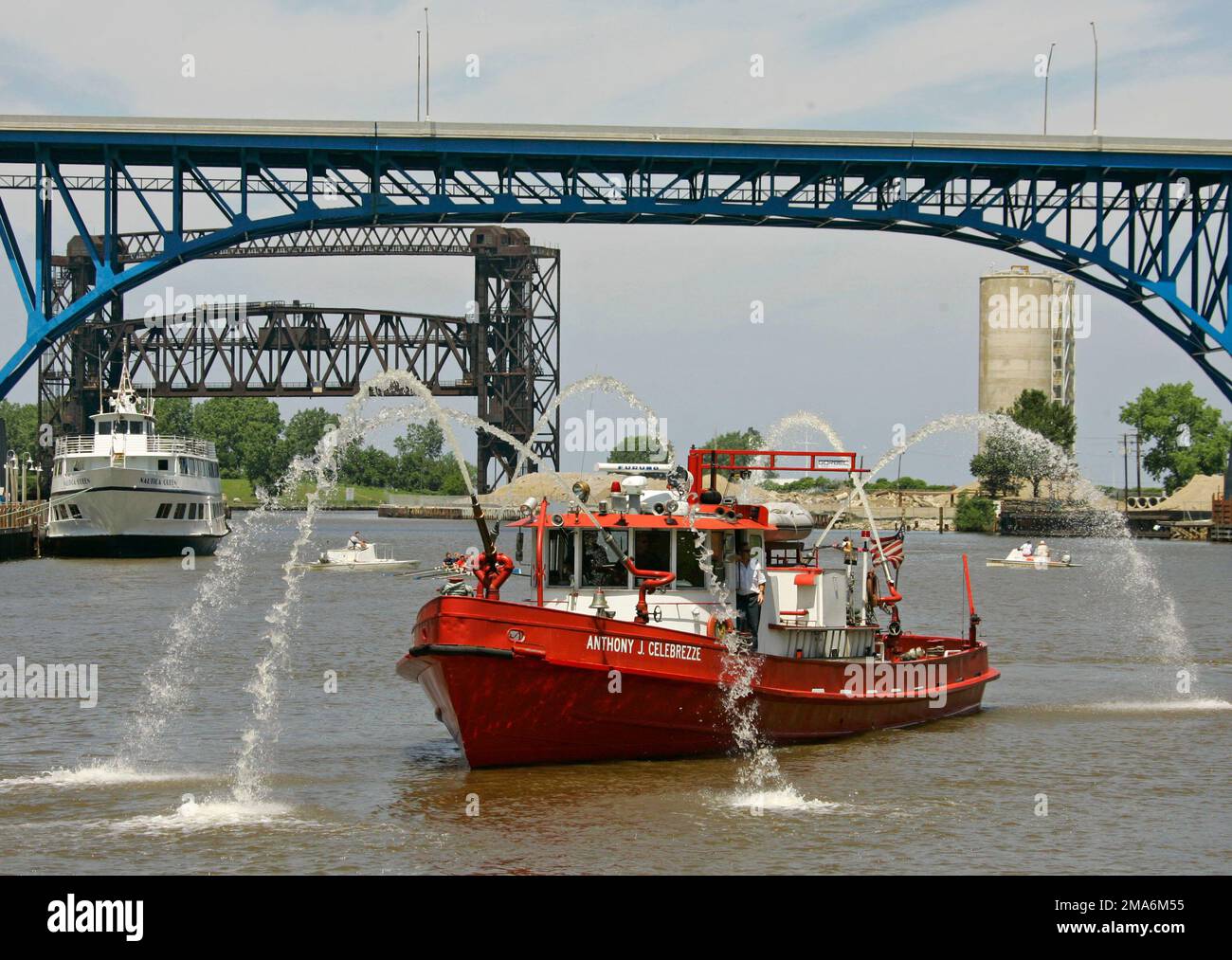 FILE - The Cleveland Fire Department fire boat sprays water on the ...
