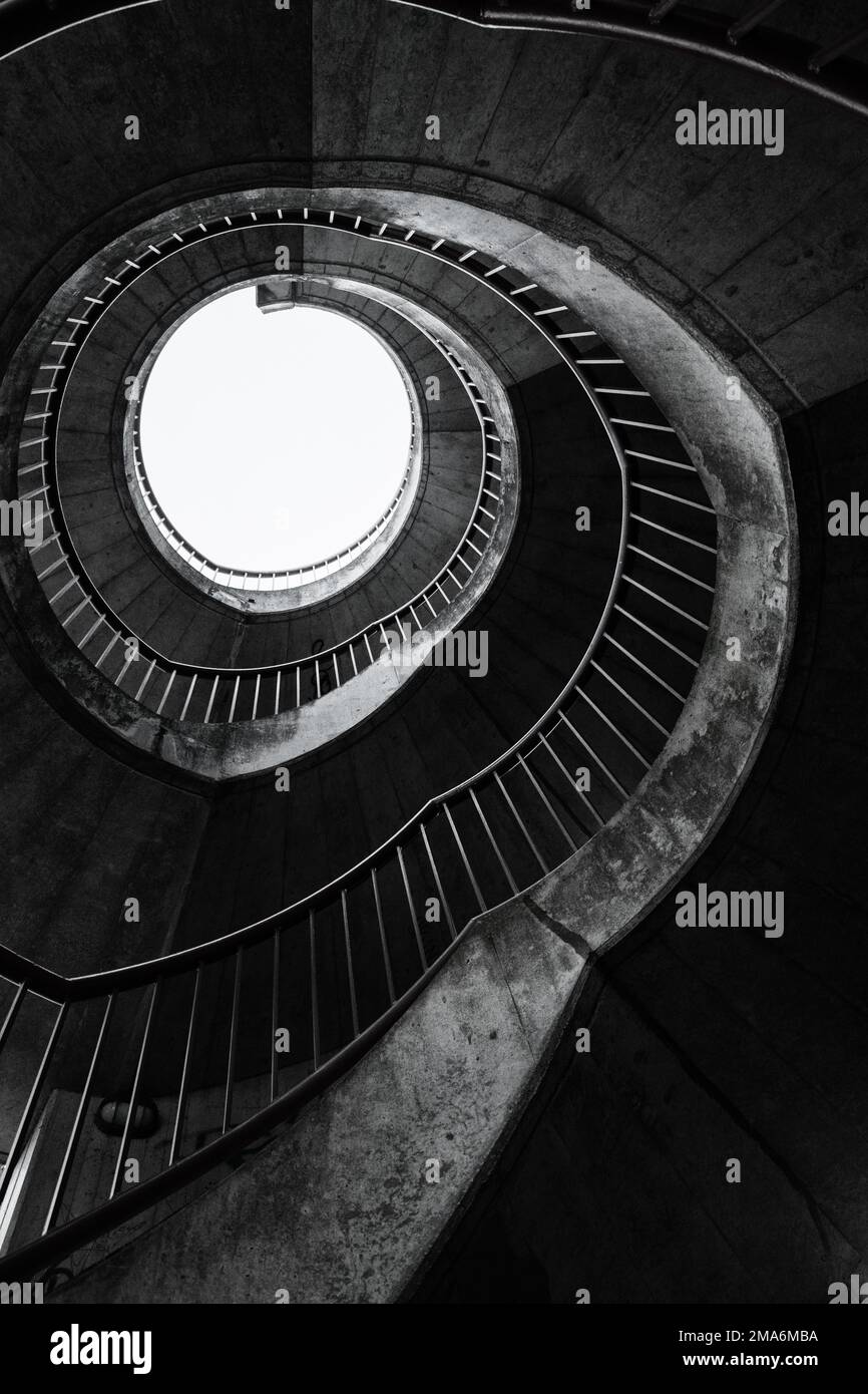 Architectural view of a spiral staircase from below Stock Photo - Alamy
