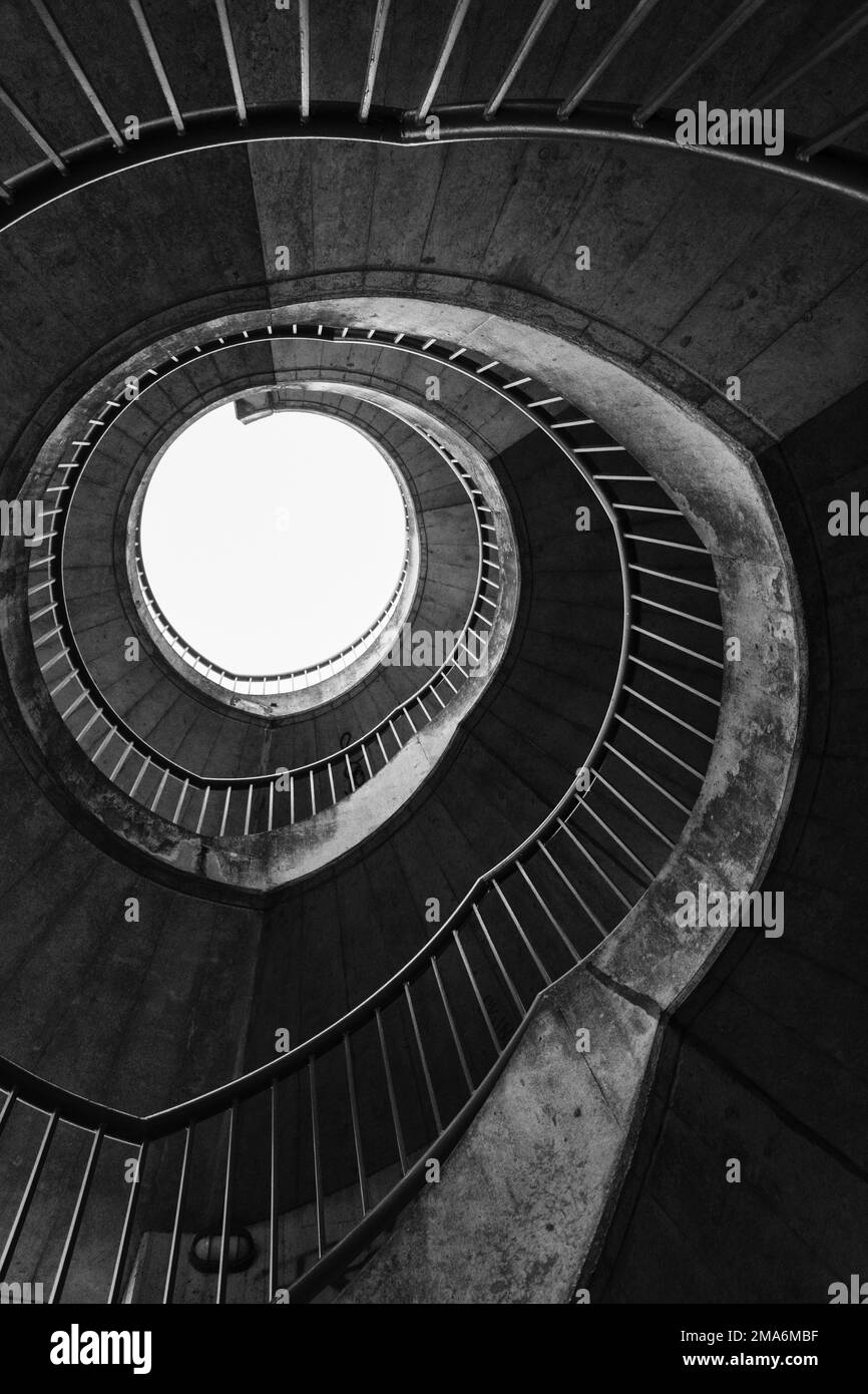 Architectural view of a spiral staircase from below Stock Photo - Alamy