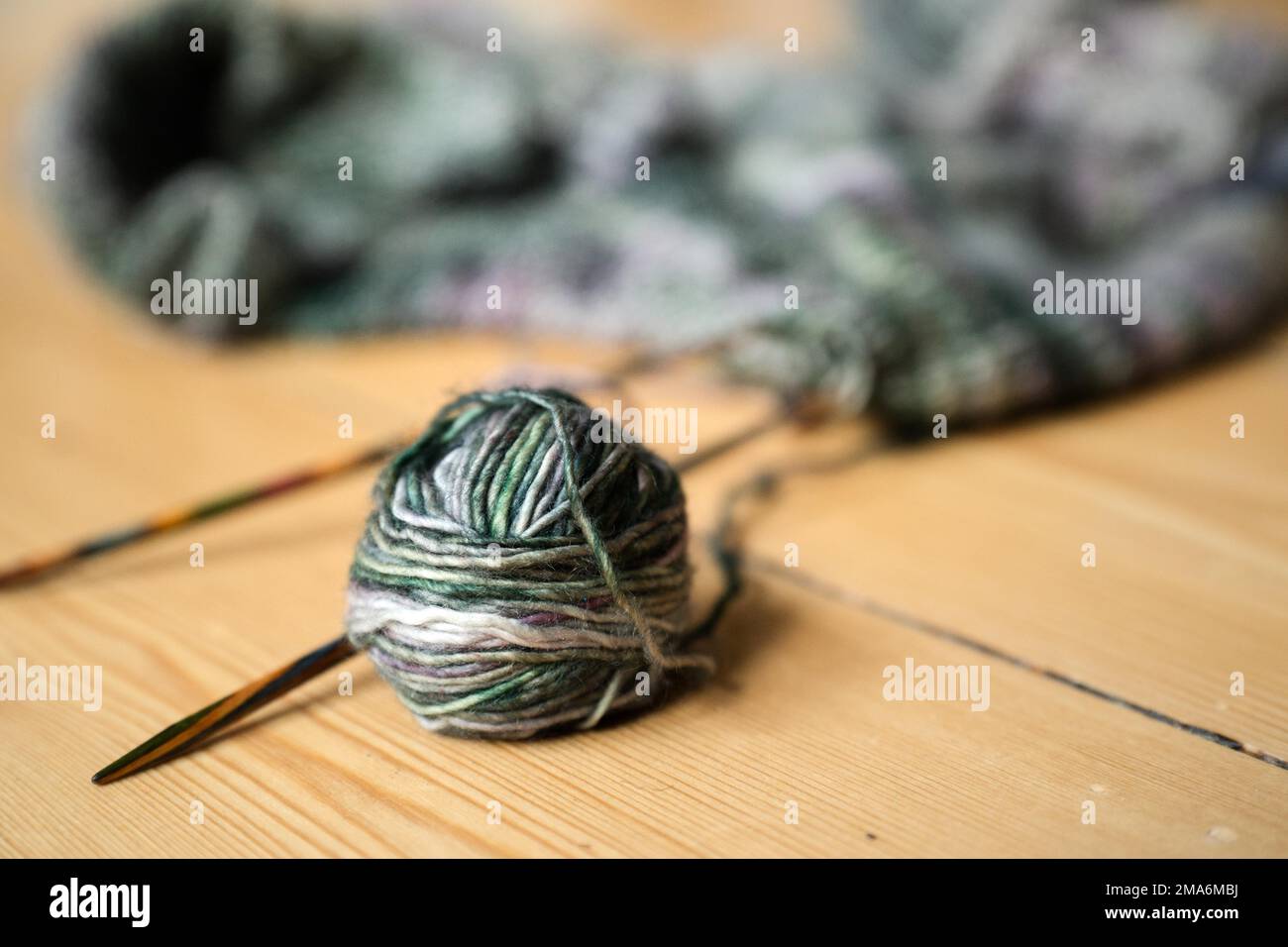 Knitting, Knitting needle, Wool, Wool ball, Knitting pattern Stock ...