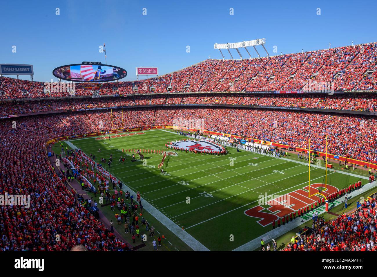A general overall view of Arrowhead Stadium during the national anthem ...