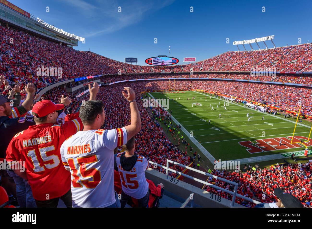 Kansas City Chiefs fans do the "tomahawk chop" before the start of an ...