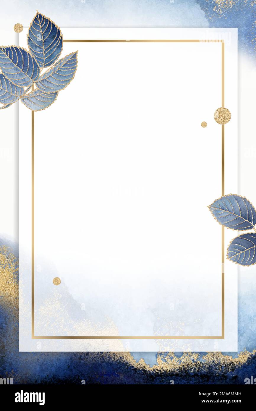 Leafy golden rectangle frame vector Stock Vector Image & Art - Alamy