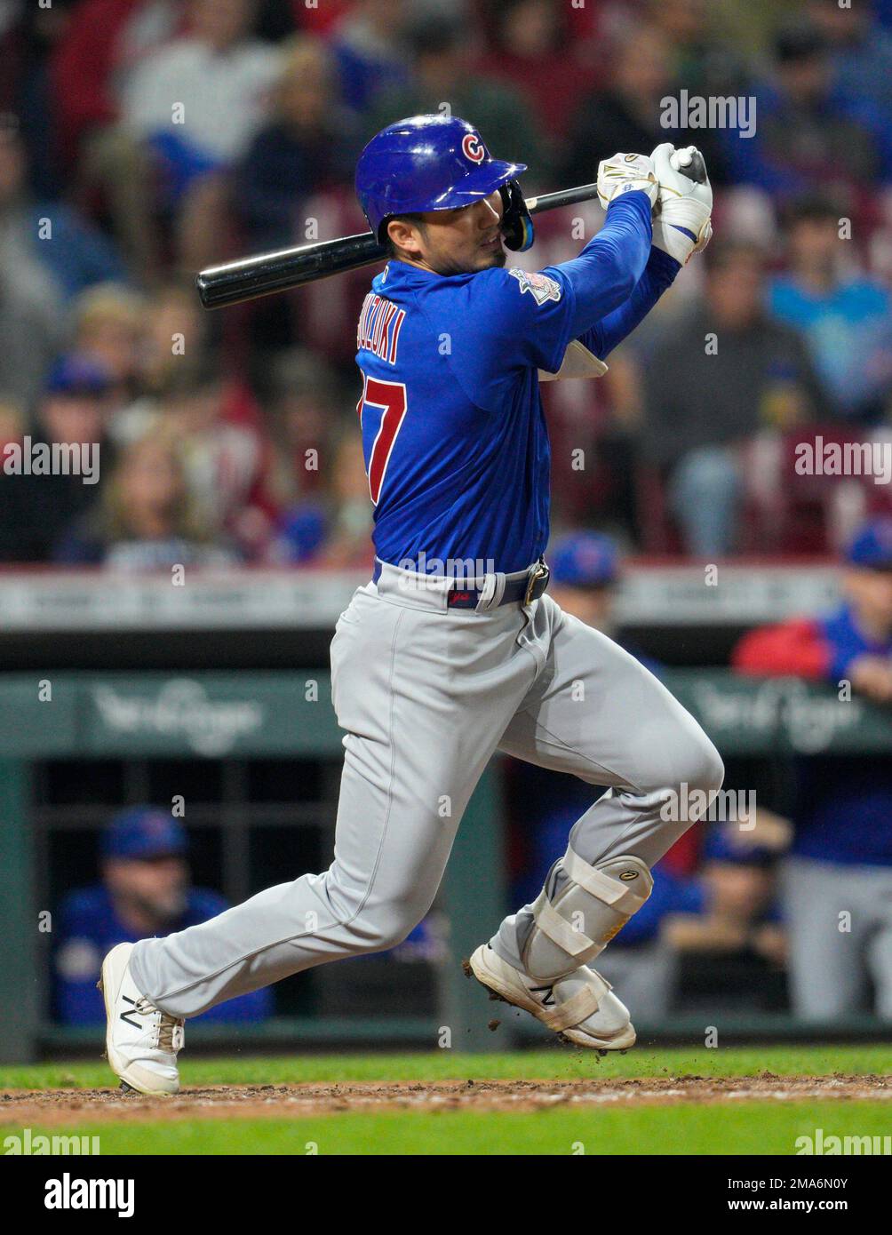 Chicago Cubs' Seiya Suzuki plays during a baseball game against the ...