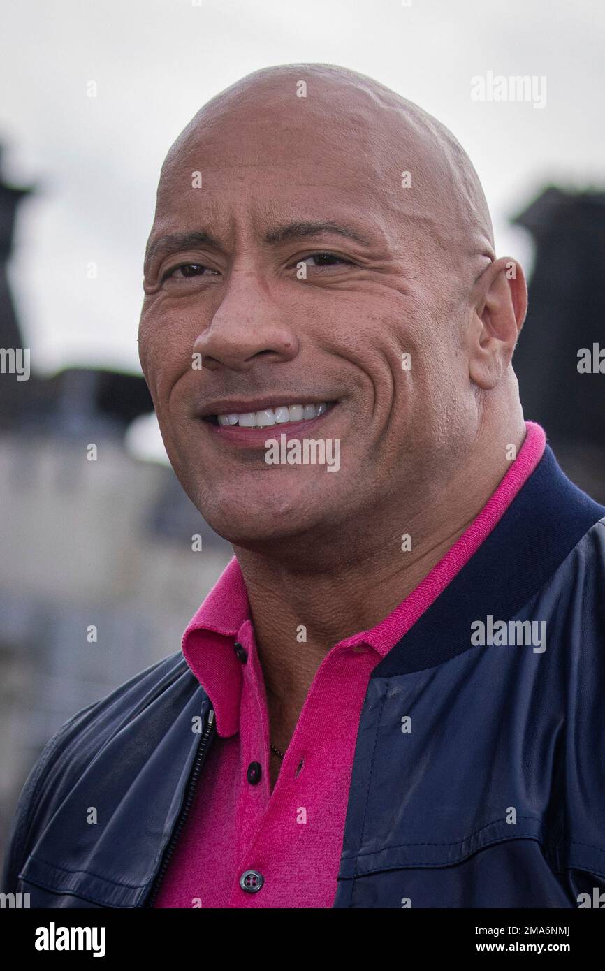 Dwayne Johnson a.k.a. The Rock poses for photographers during a photo ...