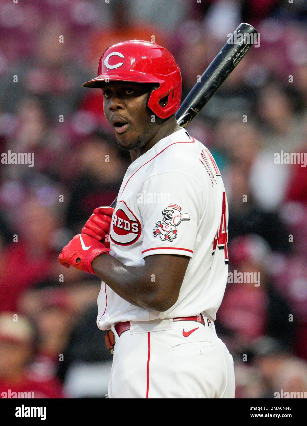 Cincinnati Reds' Aristides Aquino plays during a baseball game against ...