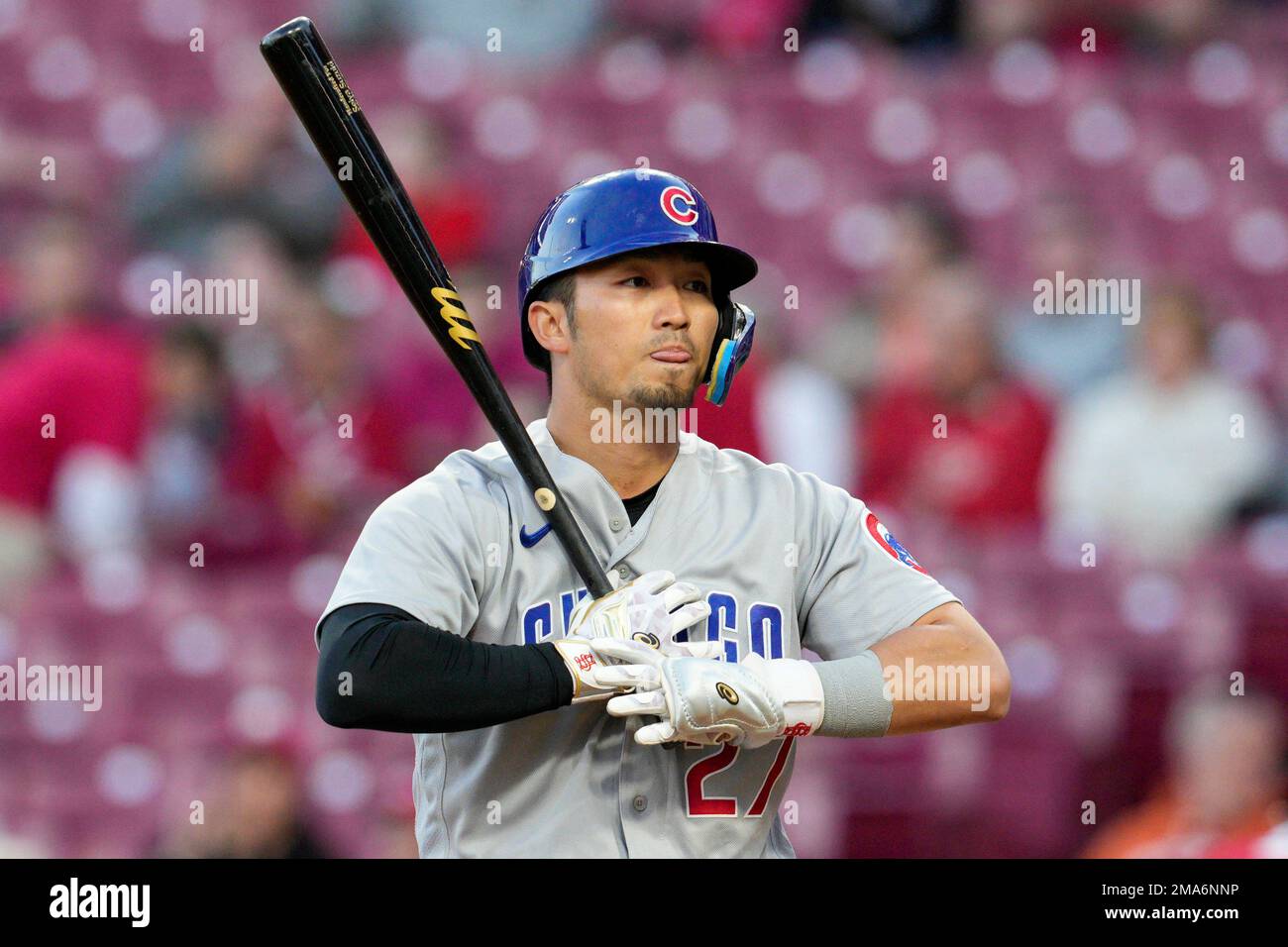 Chicago Cubs' Seiya Suzuki plays during a baseball game against the ...