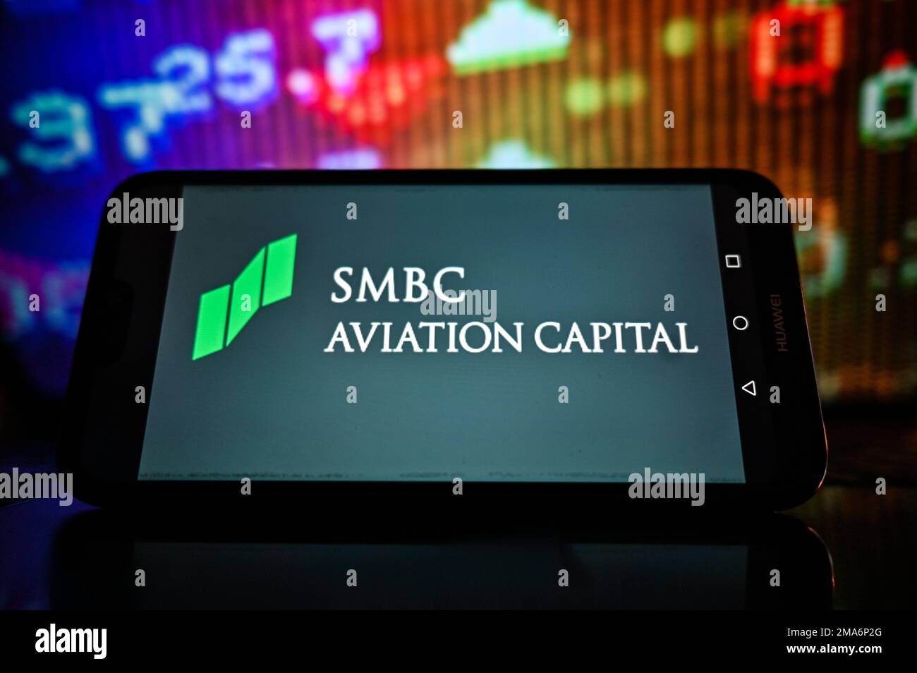 In this photo illustration a SMBC Aviation Capital logo is displayed on ...